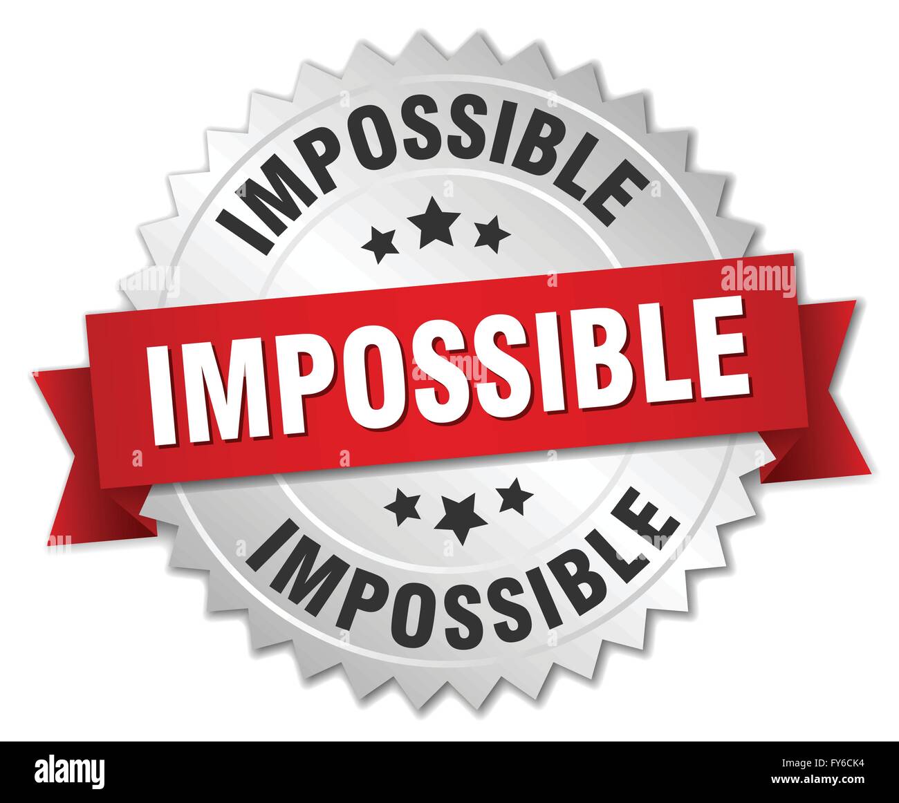 impossible 3d silver badge with red ribbon Stock Vector Image & Art - Alamy