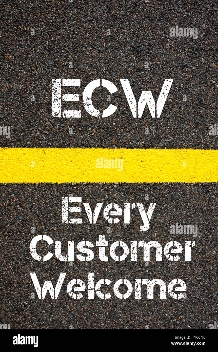 Concept image of Business Acronym ECW Every Customer Welcome written ...