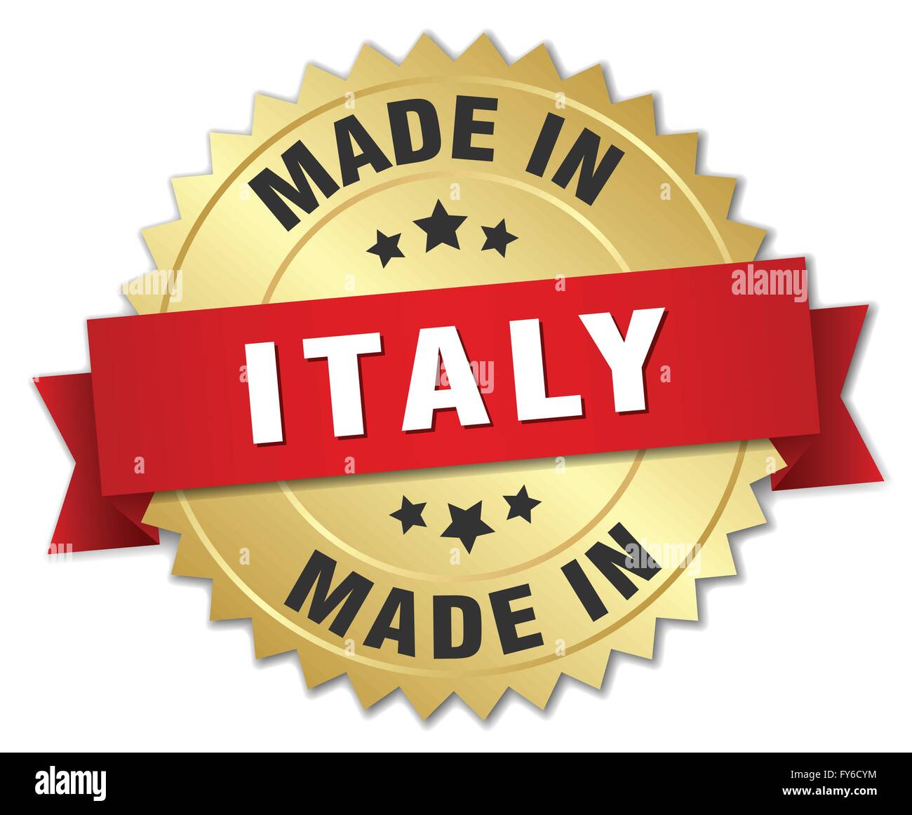 made in Italy gold badge with red ribbon Stock Vector Image & Art - Alamy