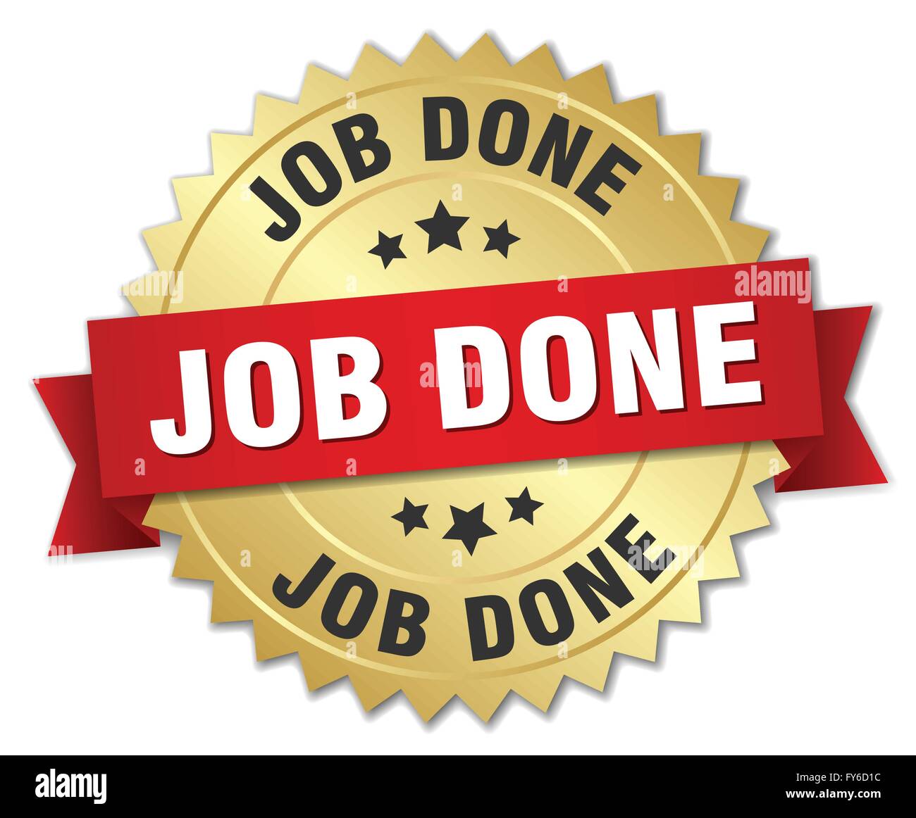 job done 3d gold badge with red ribbon Stock Vector Image & Art - Alamy