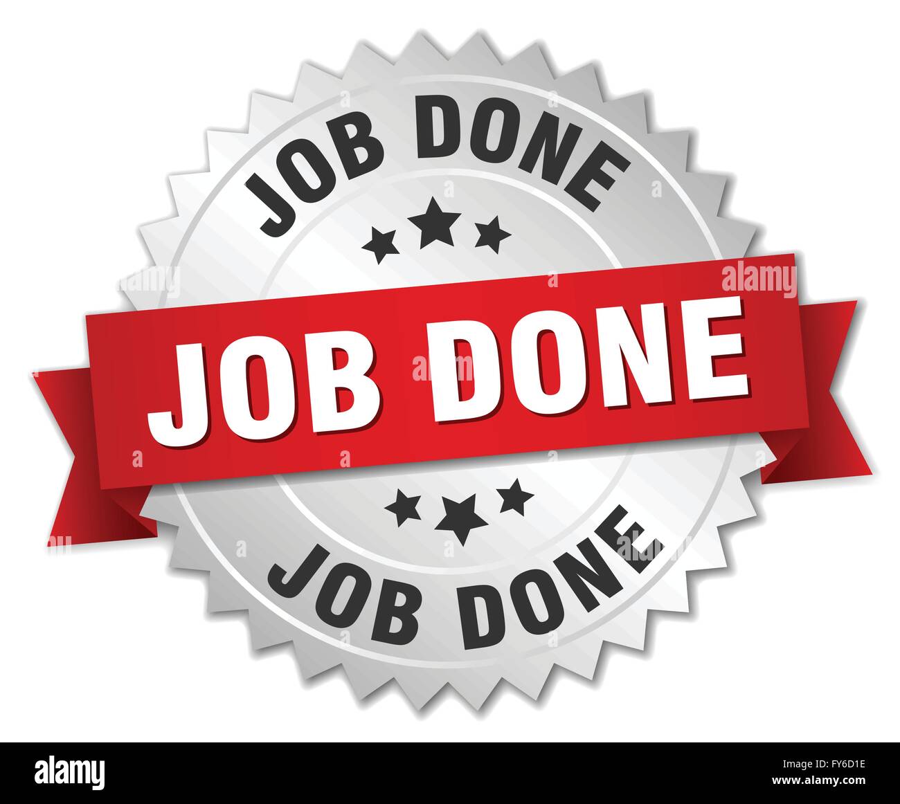 job done 3d silver badge with red ribbon Stock Vector Image & Art - Alamy