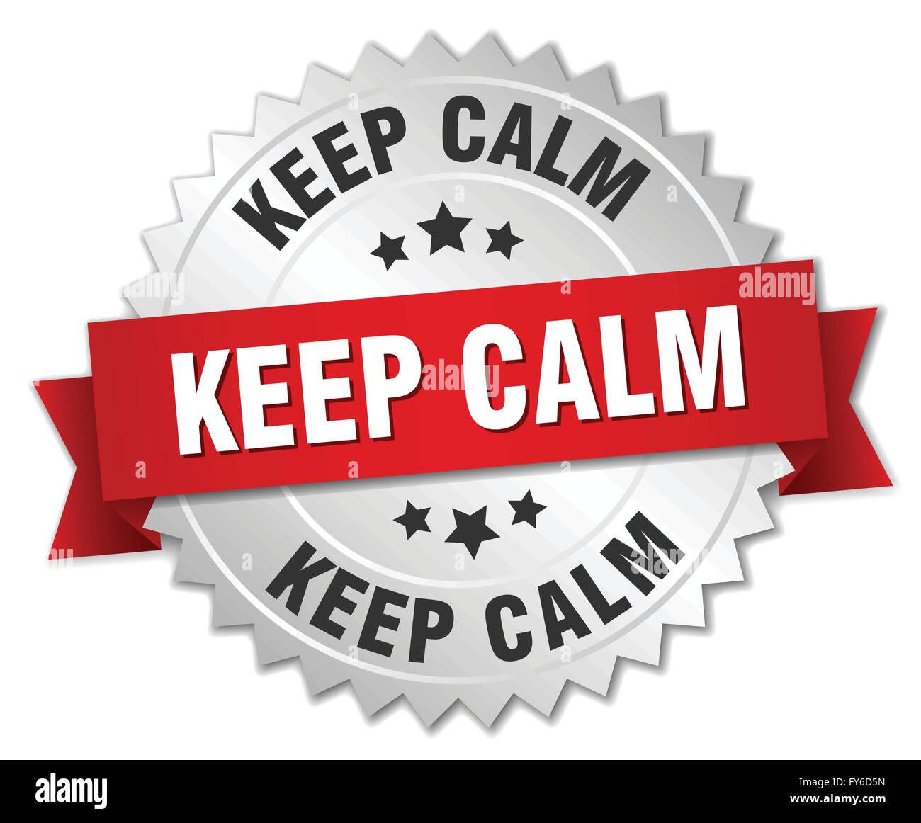 keep calm 3d silver badge with red ribbon Stock Vector Image & Art - Alamy