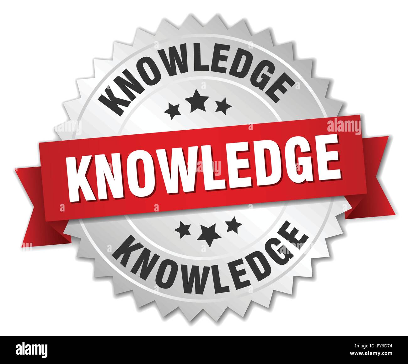 knowledge 3d silver badge with red ribbon Stock Vector Image & Art - Alamy