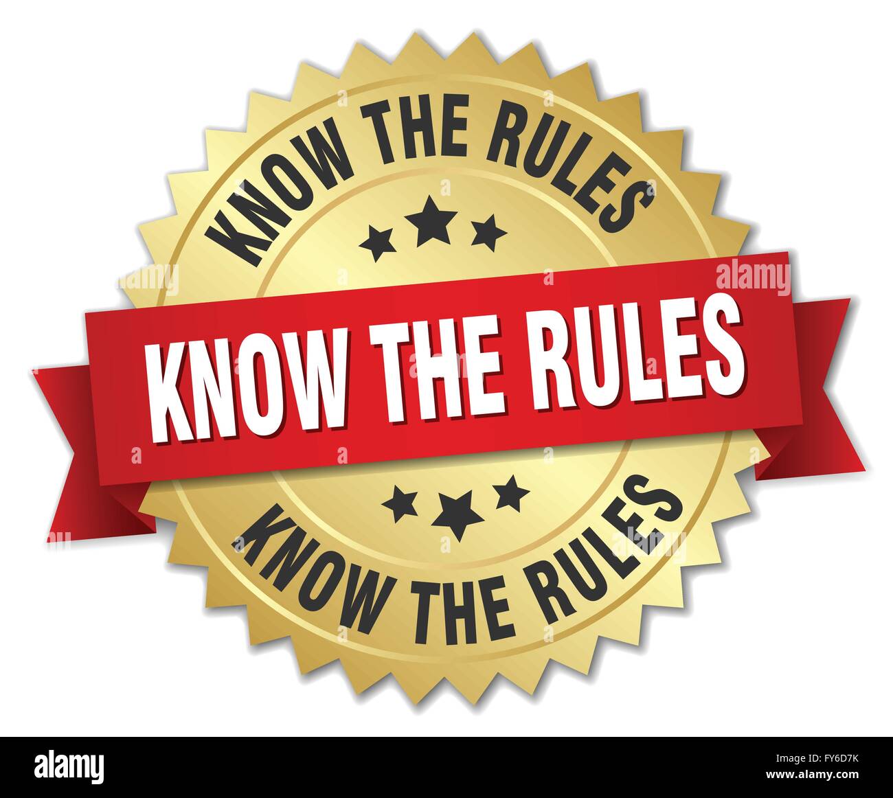 know the rules 3d gold badge with red ribbon Stock Vector Image & Art ...