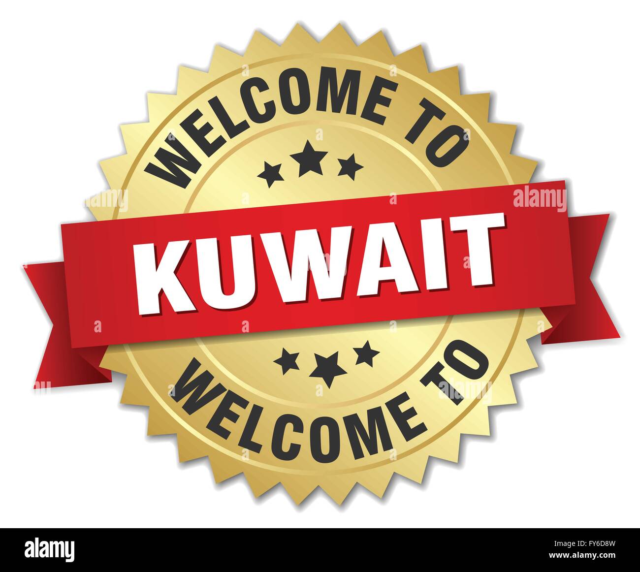 Kuwait 3d gold badge with red ribbon Stock Vector Image & Art - Alamy