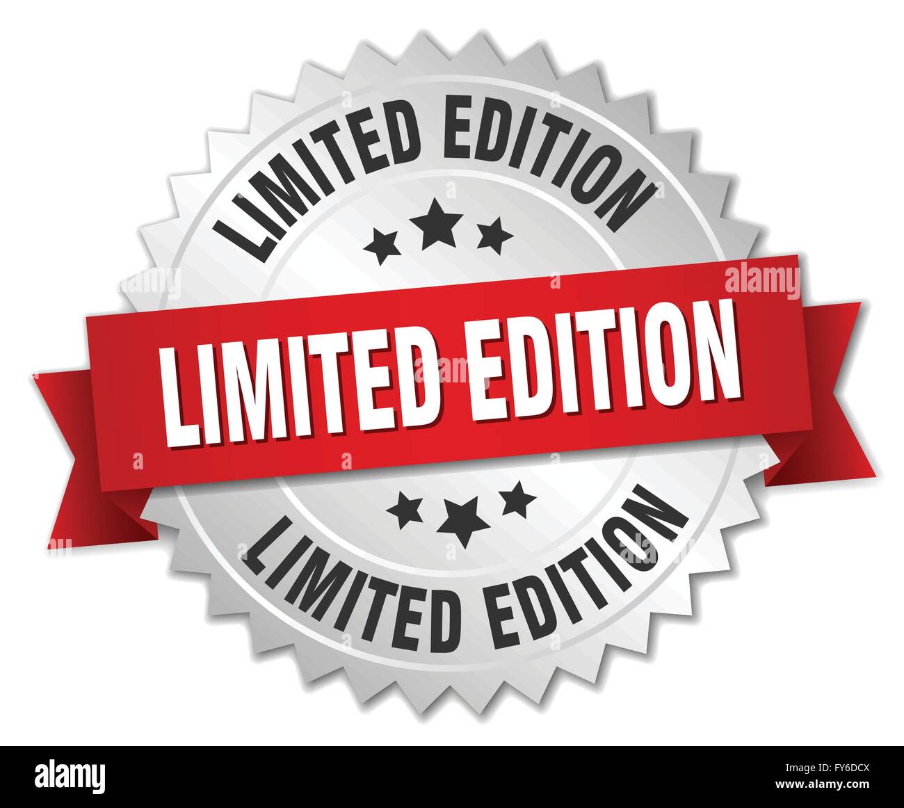 limited edition 3d silver badge with red ribbon Stock Vector Image ...