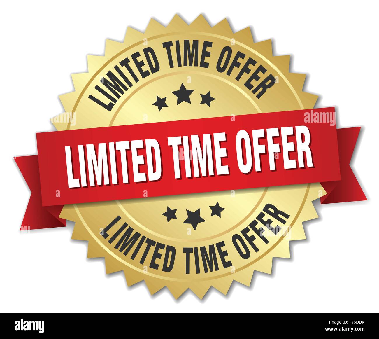 limited time offer 3d gold badge with red ribbon Stock Vector Image ...