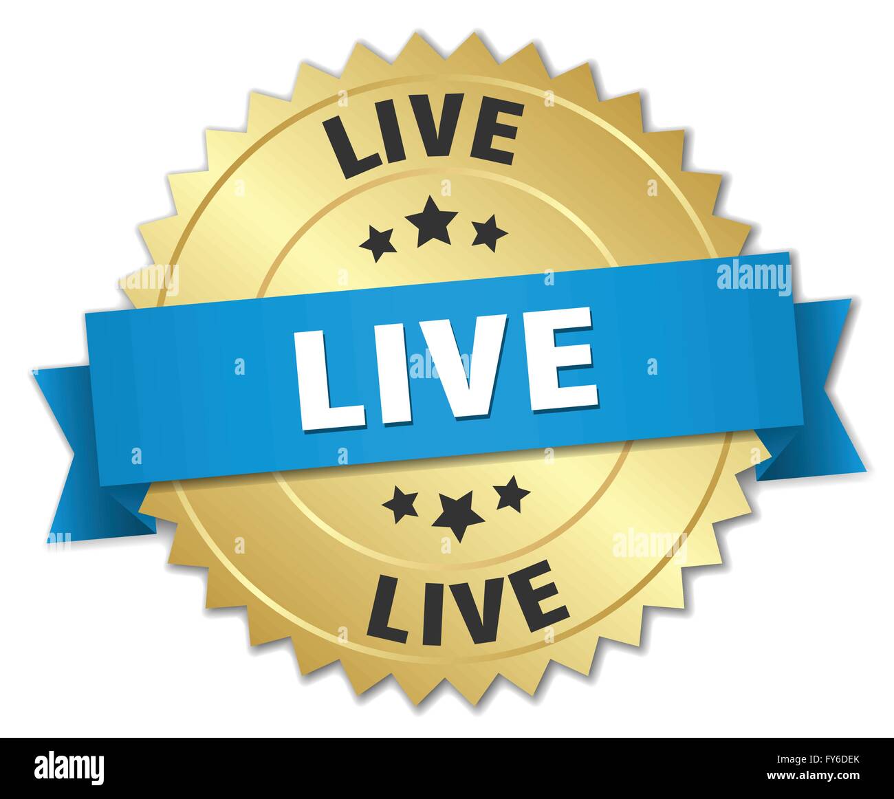 live 3d gold badge with blue ribbon Stock Vector Image & Art - Alamy