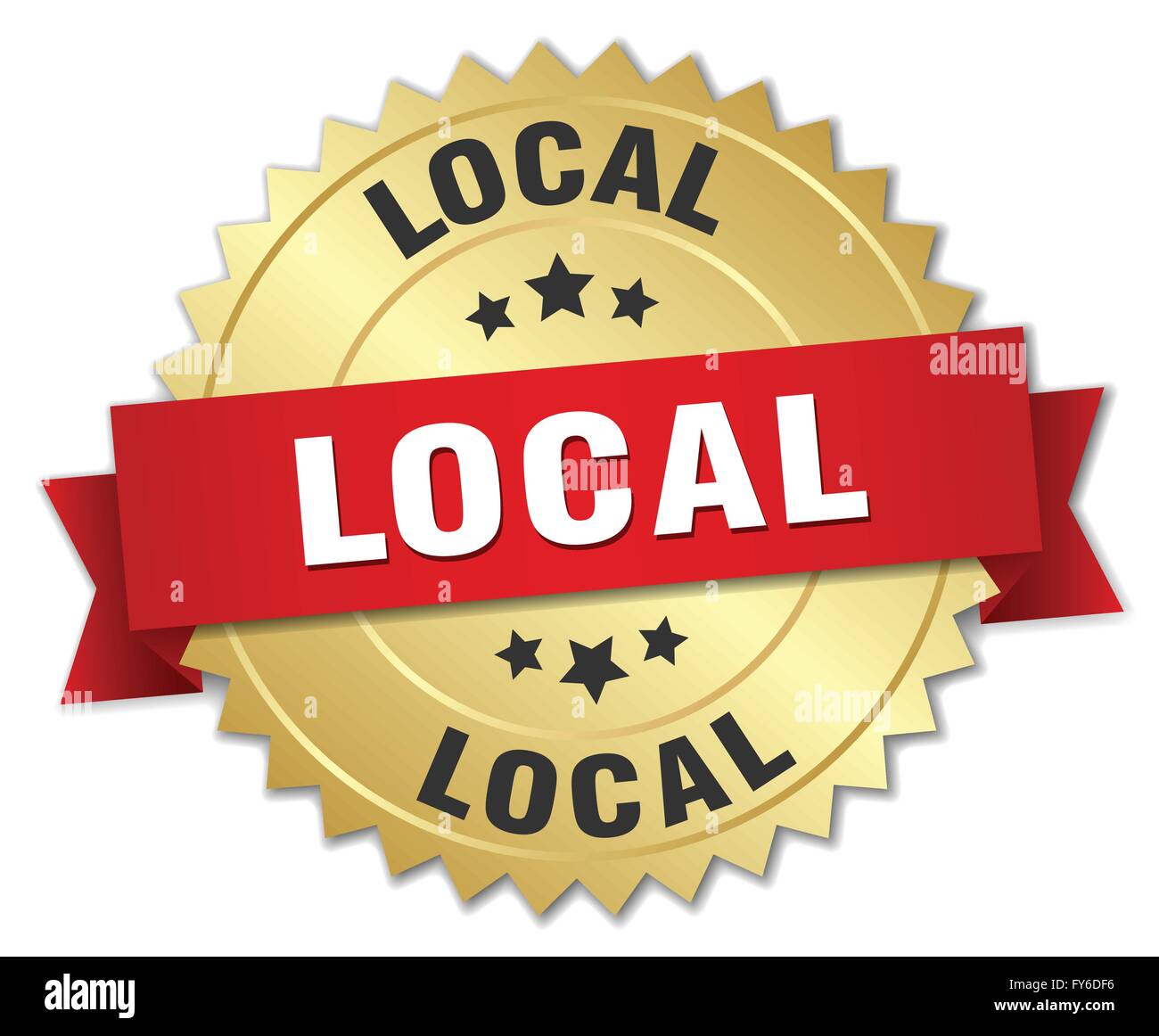 local 3d gold badge with red ribbon Stock Vector Image & Art - Alamy