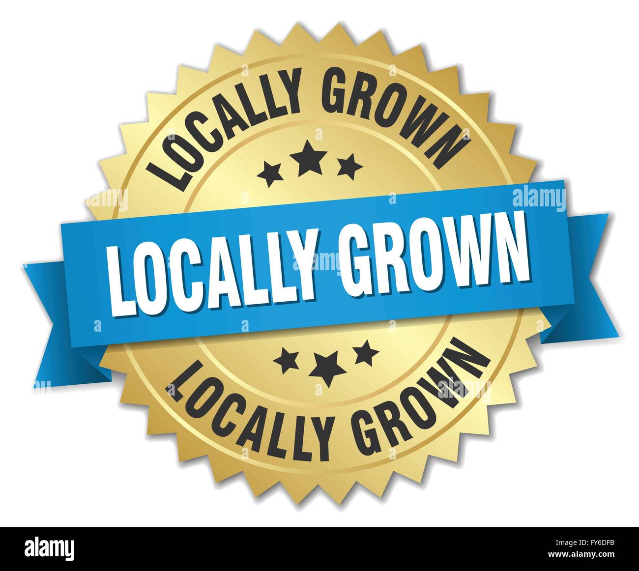 locally grown 3d gold badge with blue ribbon Stock Vector Image & Art ...