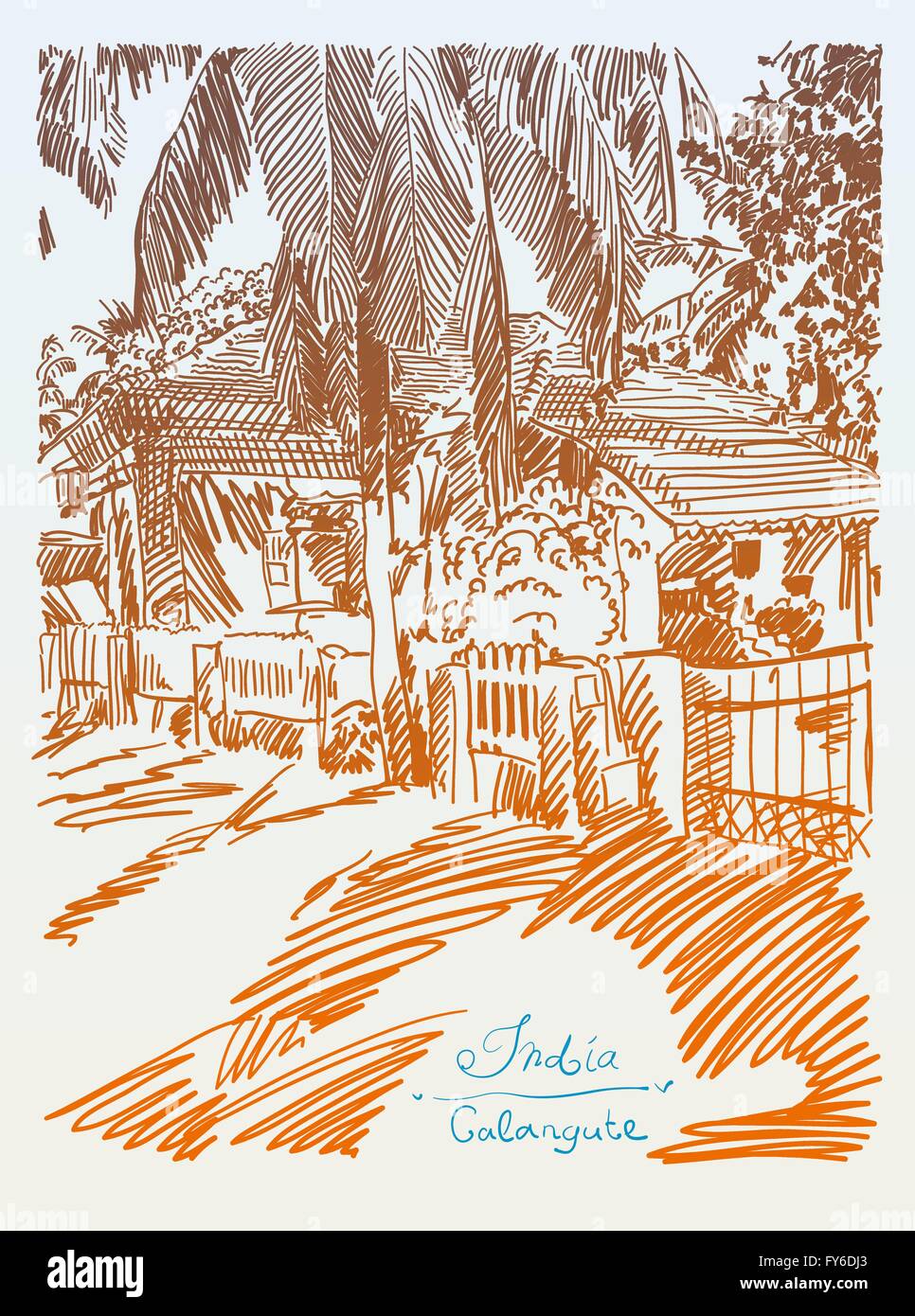Goa india street Stock Vector Images - Alamy