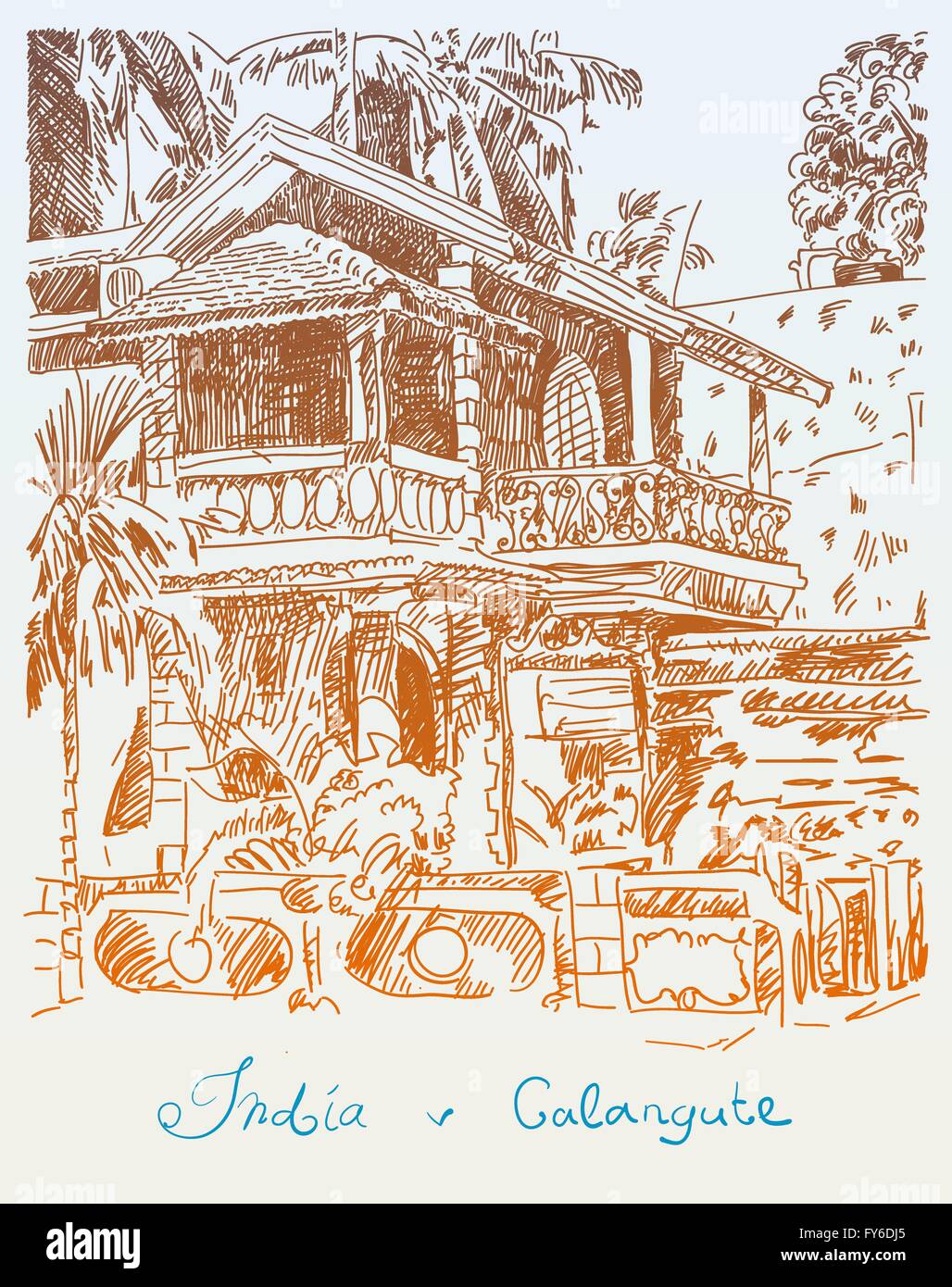 Indian architecture painting Stock Vector Images - Alamy