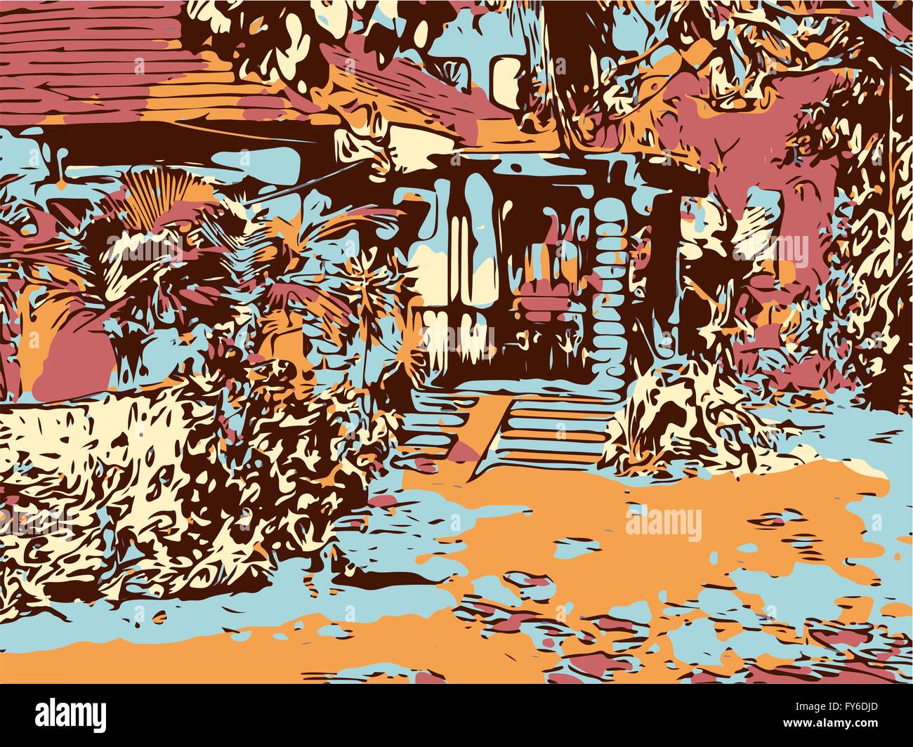 Indian landscape digital graphic artwork in Goa, Baga Stock Vector ...