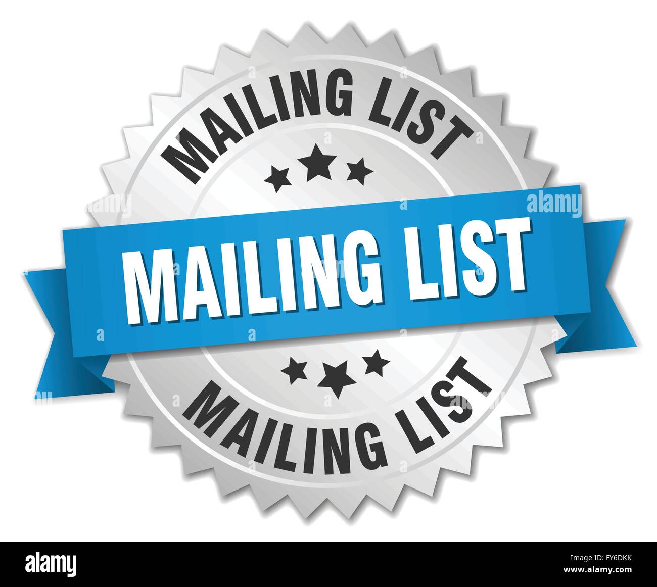 mailing list 3d silver badge with blue ribbon Stock Vector Image & Art ...