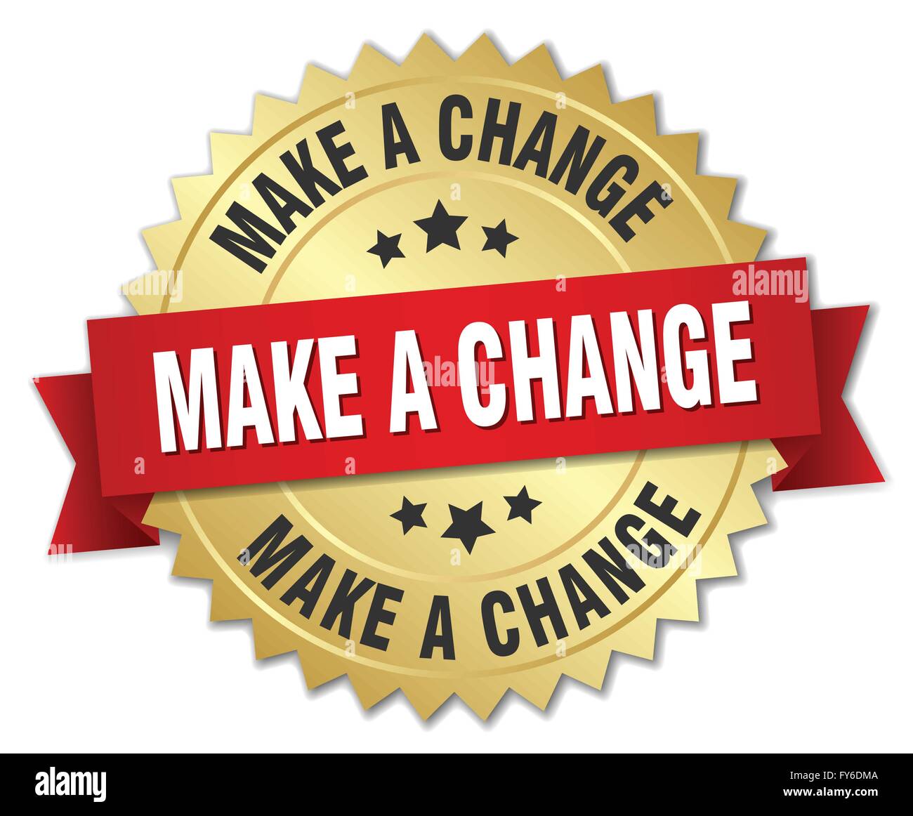 make a change 3d gold badge with red ribbon Stock Vector Image & Art ...