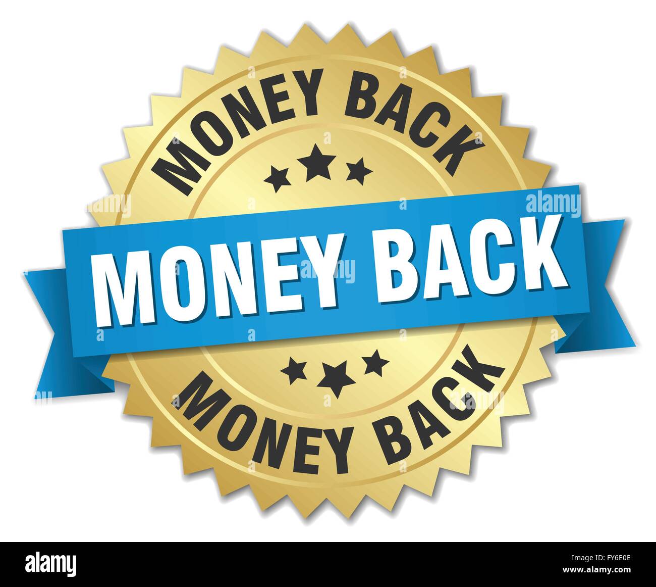 money back 3d gold badge with blue ribbon Stock Vector Image & Art - Alamy