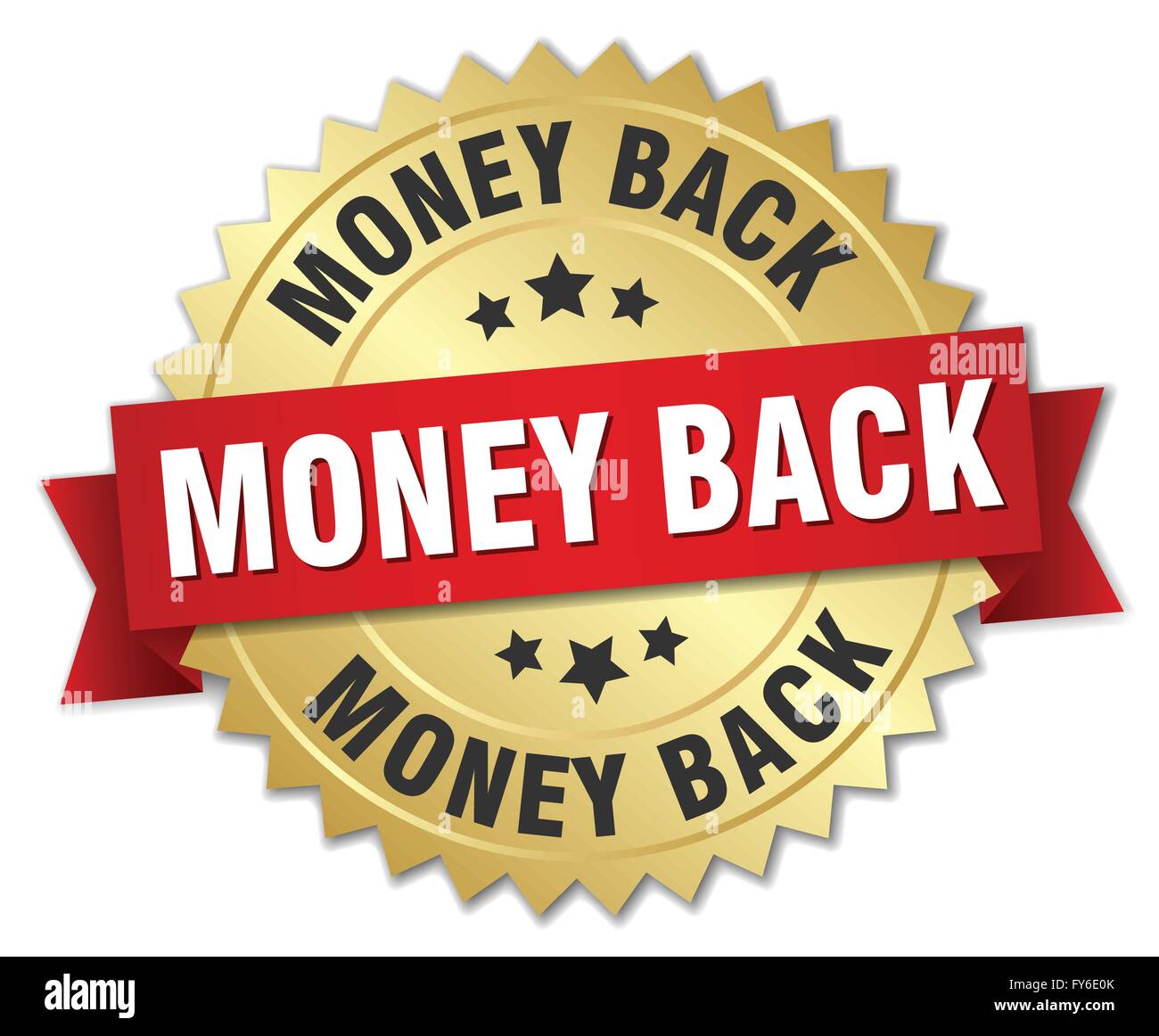 money back 3d gold badge with red ribbon Stock Vector Image & Art - Alamy