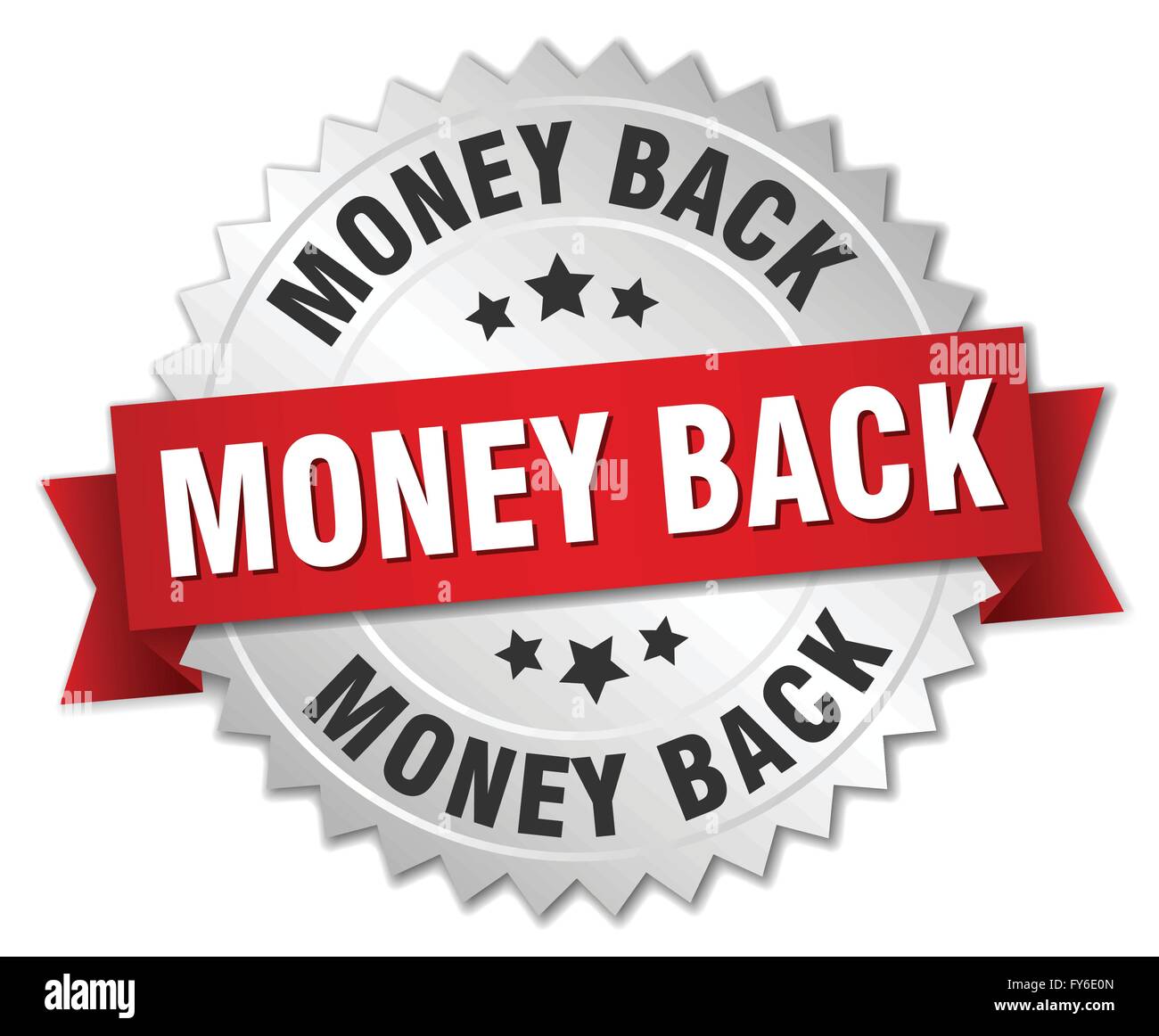 money back 3d silver badge with red ribbon Stock Vector Image & Art - Alamy