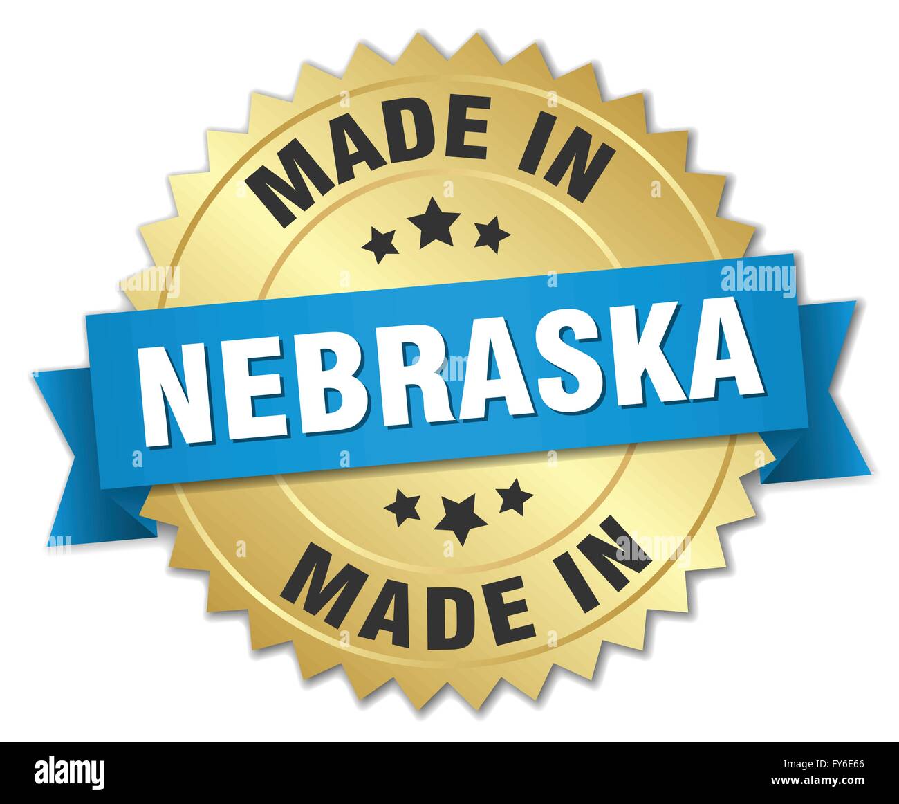 made in Nebraska gold badge with blue ribbon Stock Vector Image & Art ...