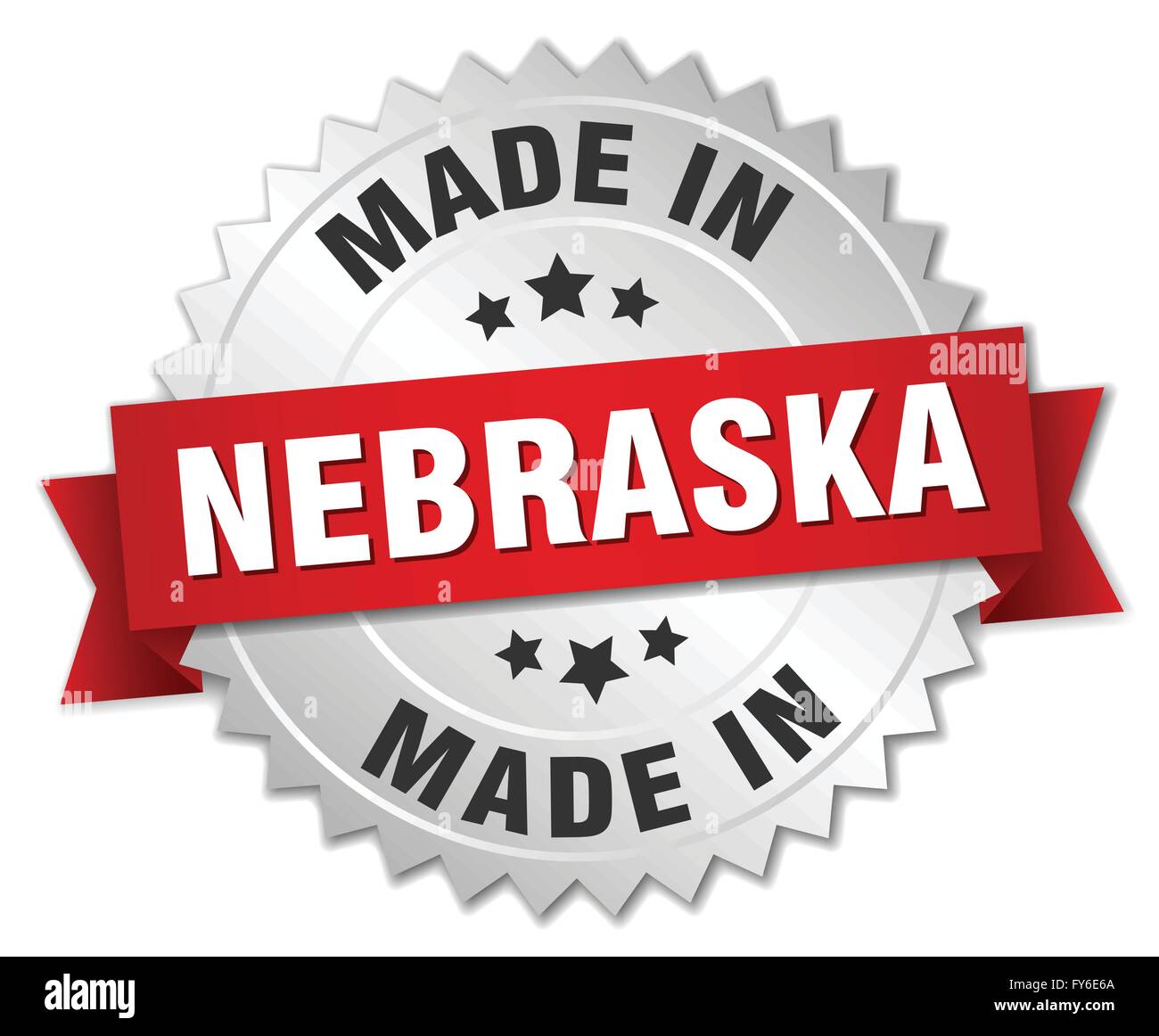 made in Nebraska silver badge with red ribbon Stock Vector Image & Art ...