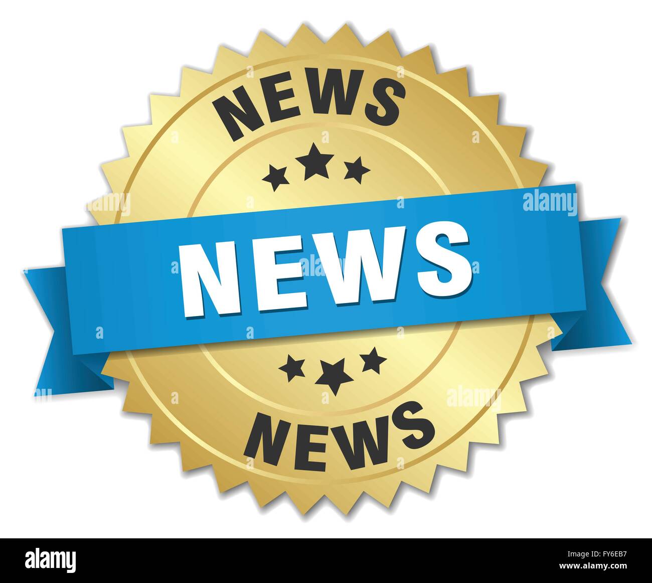 news 3d gold badge with blue ribbon Stock Vector Image & Art - Alamy