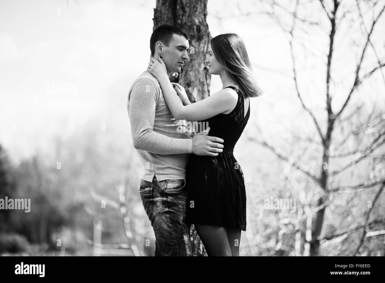Couples In Love Hugging Black And White