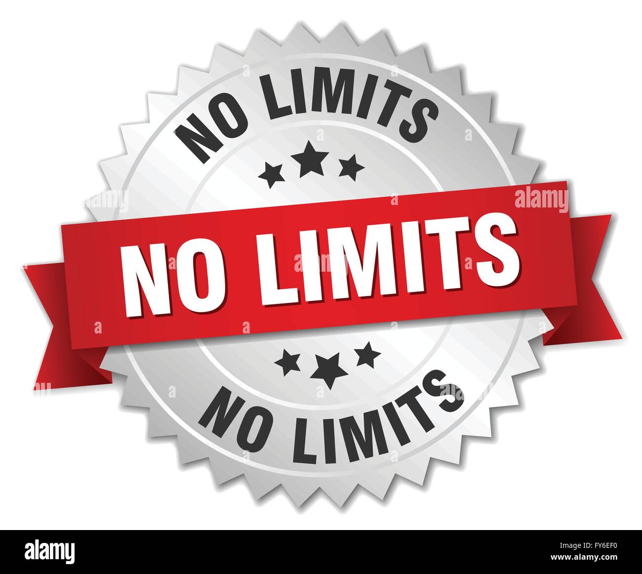 no limits 3d silver badge with red ribbon Stock Vector Image & Art - Alamy