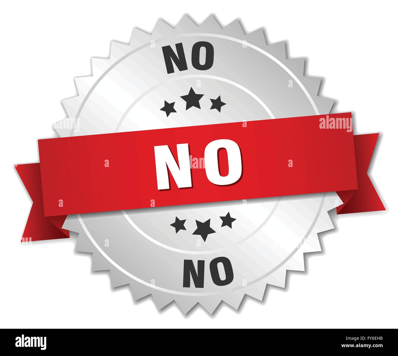 no 3d silver badge with red ribbon Stock Vector Image & Art - Alamy