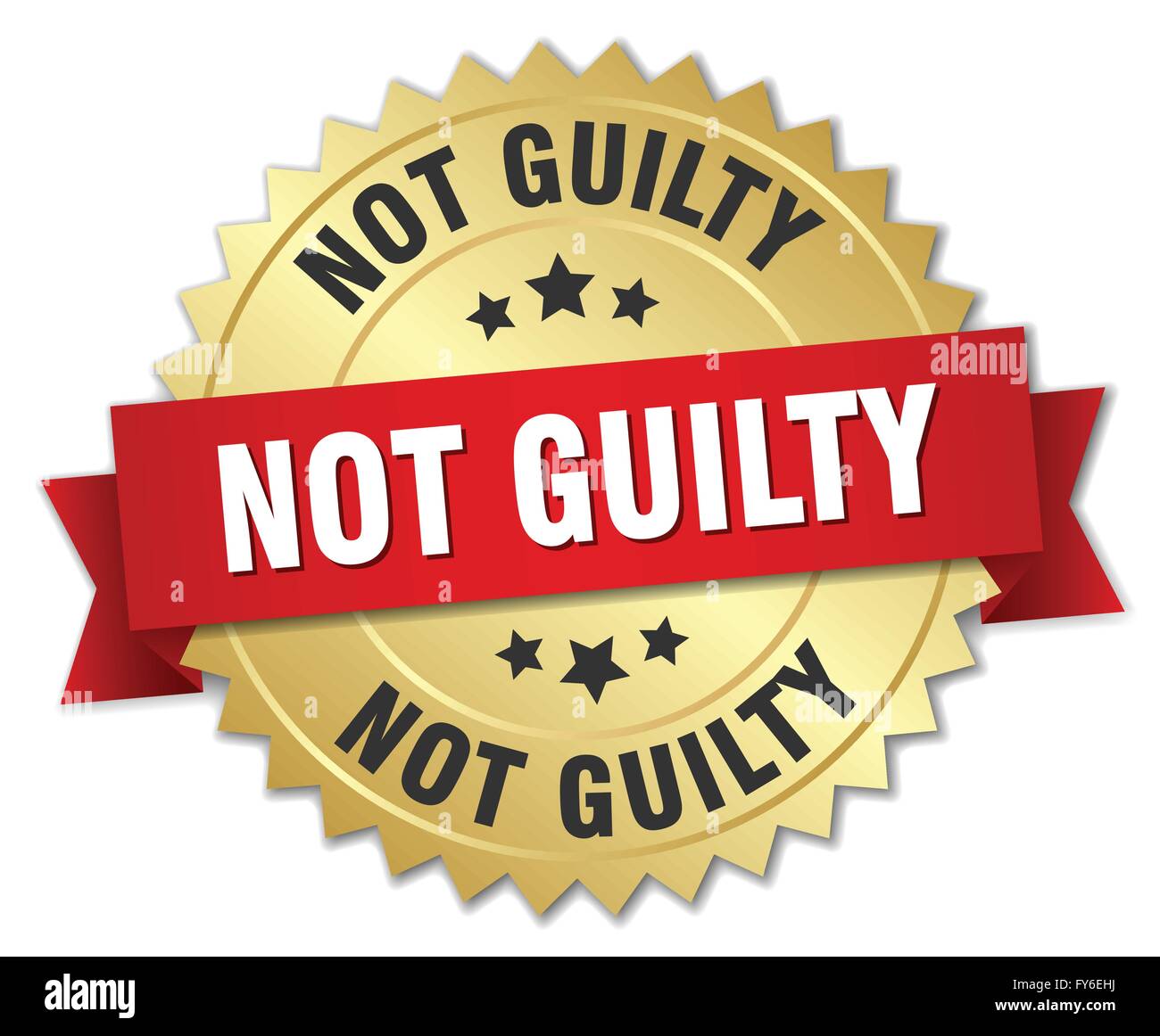 not guilty 3d gold badge with red ribbon Stock Vector Image & Art - Alamy