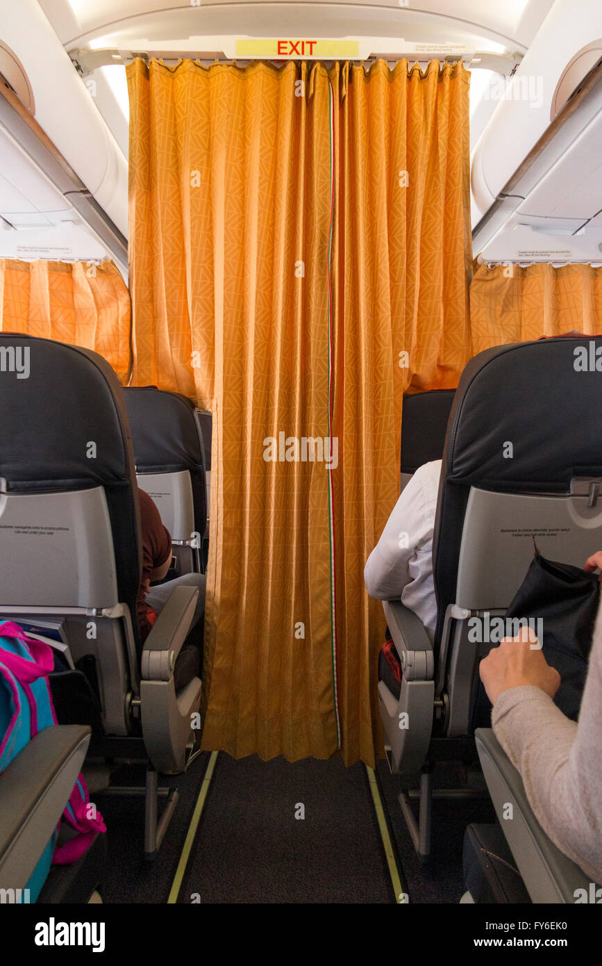 Curtains curtain between Economy passengers from Business Class on ...