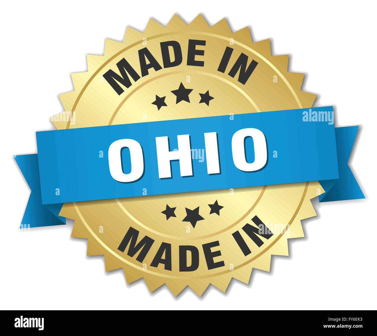 made in Ohio gold badge with blue ribbon Stock Vector Image & Art - Alamy