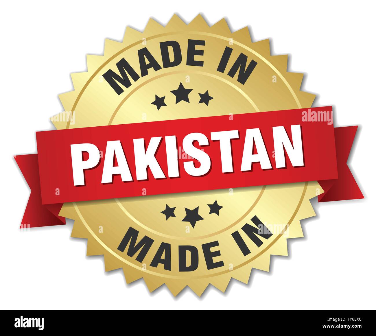 made in Pakistan gold badge with red ribbon Stock Vector Image & Art ...