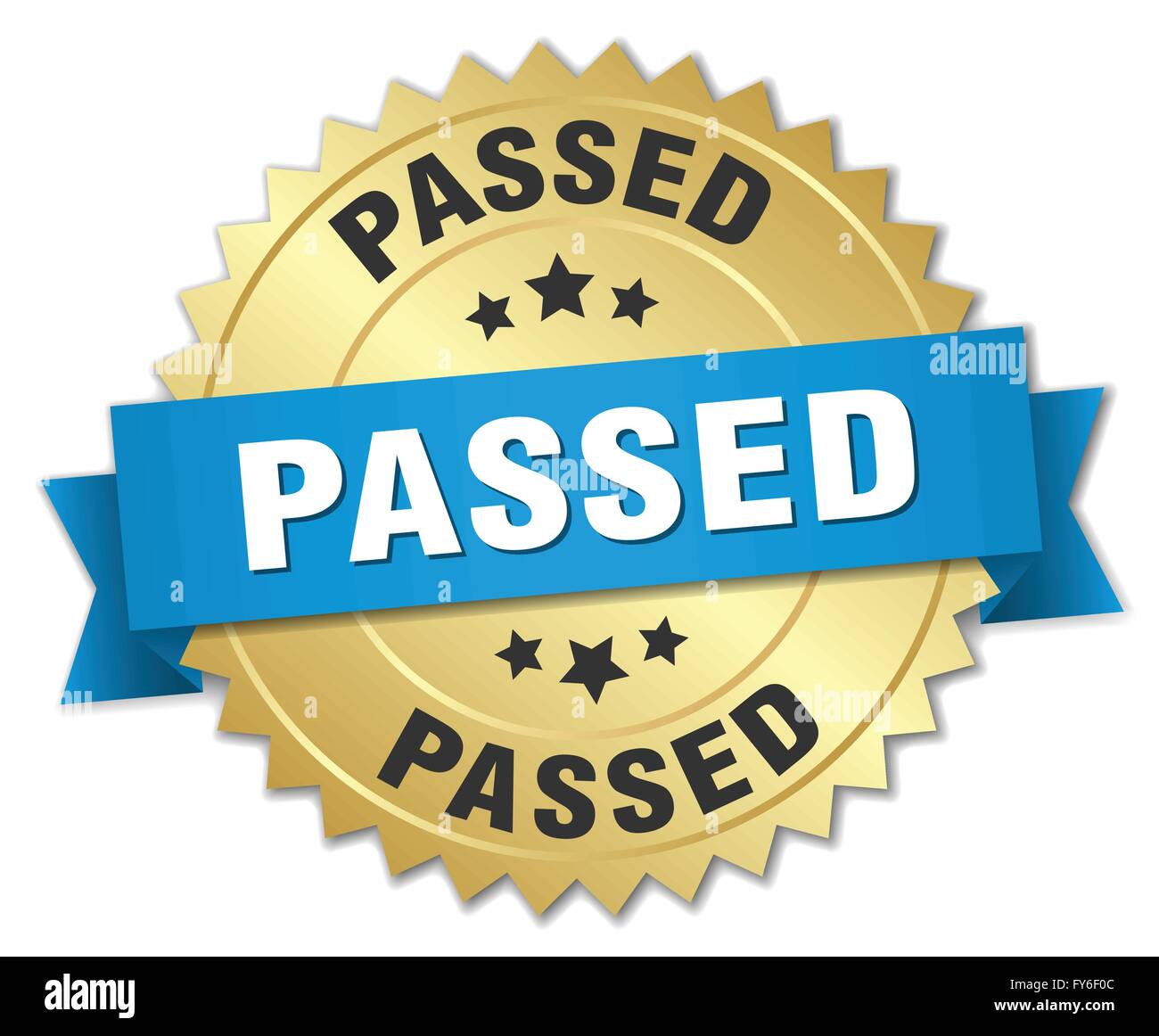 passed 3d gold badge with blue ribbon Stock Vector Image & Art - Alamy