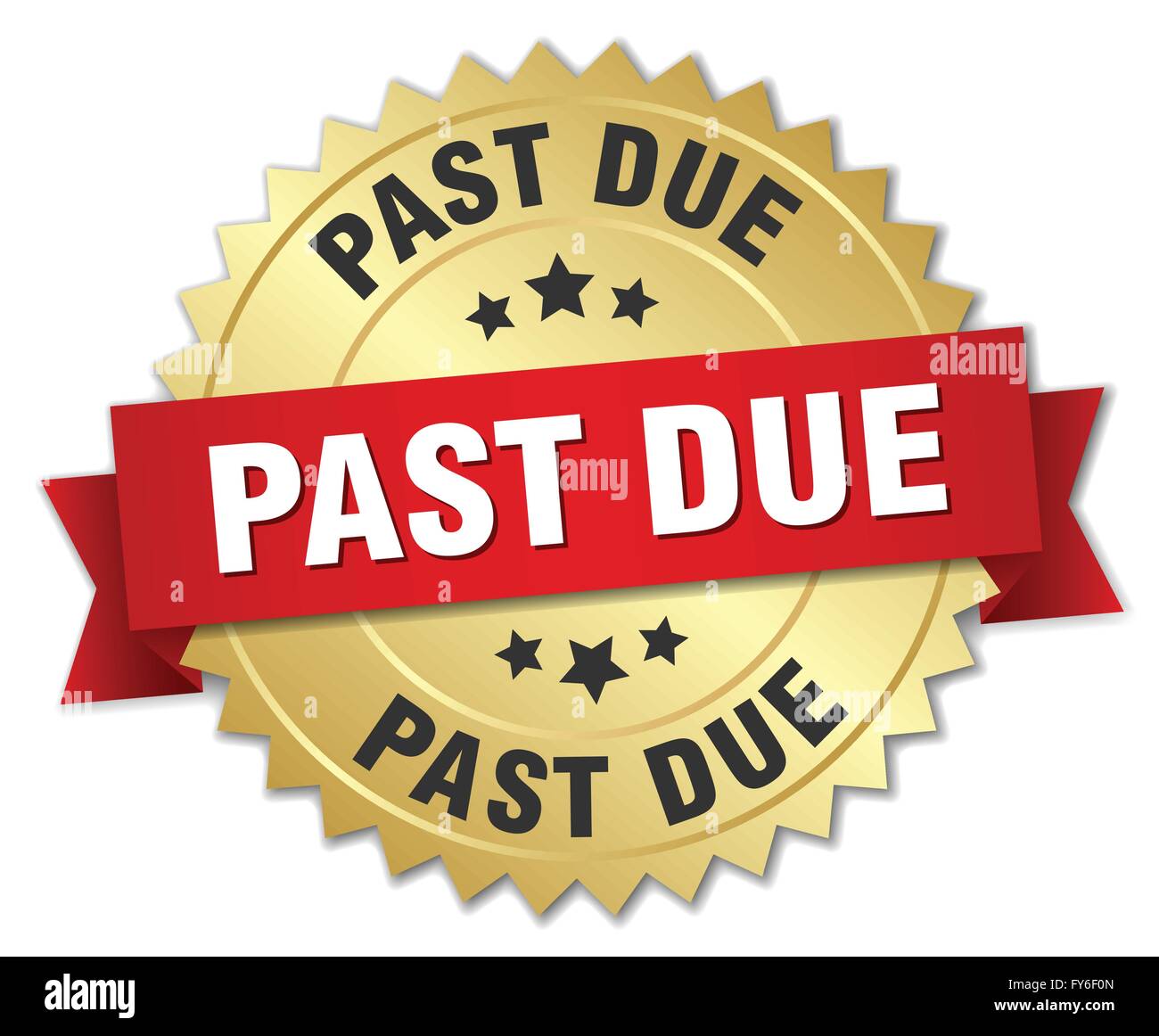 past due 3d gold badge with red ribbon Stock Vector Image & Art - Alamy