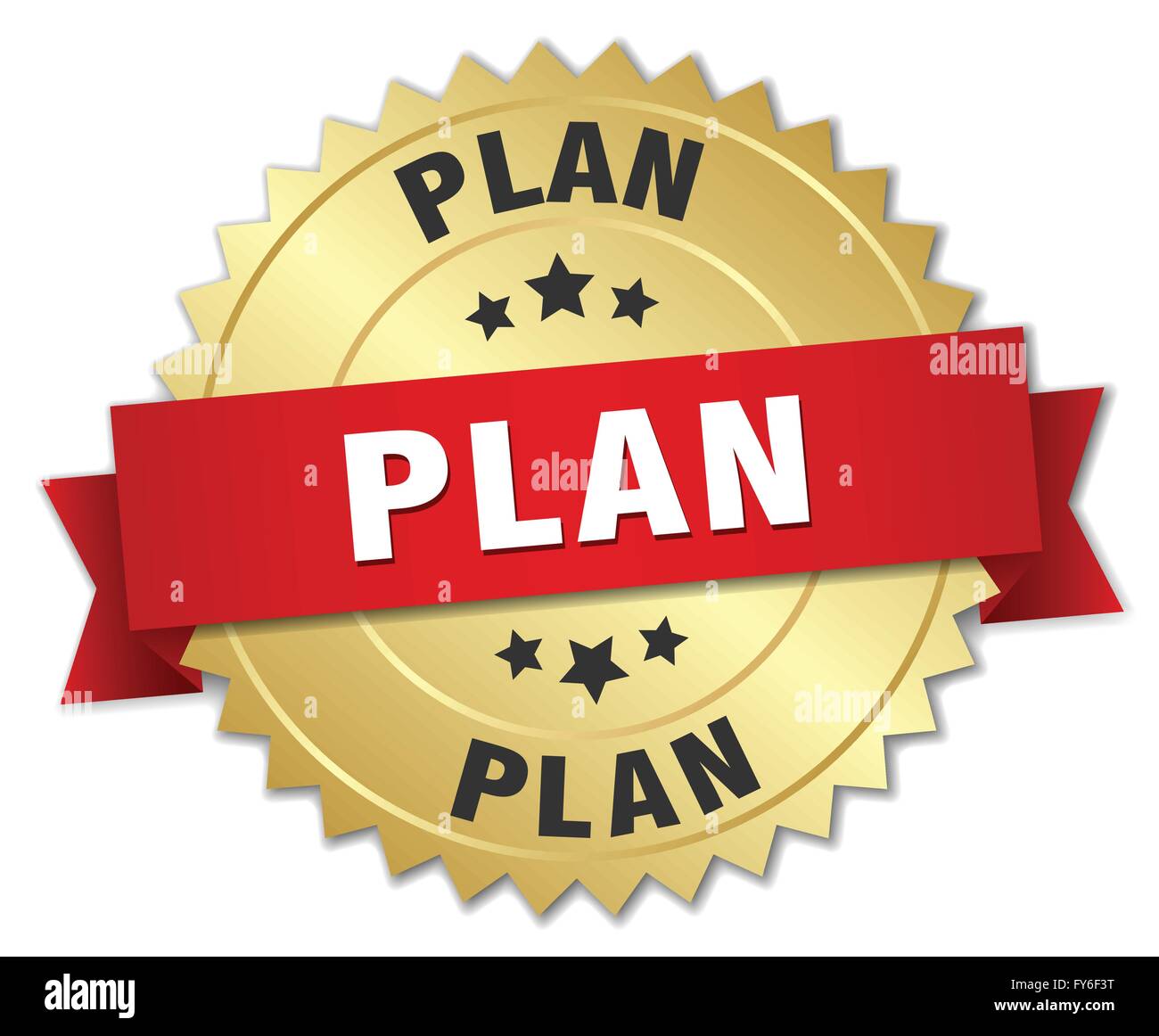 plan 3d gold badge with red ribbon Stock Vector Image & Art - Alamy