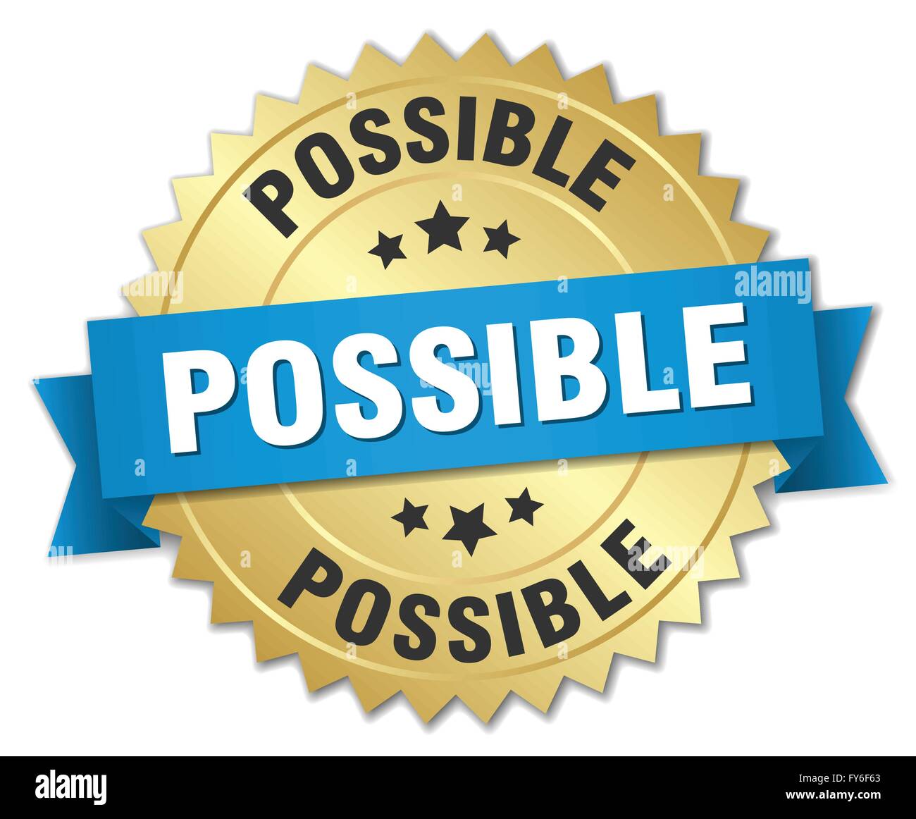 possible 3d gold badge with blue ribbon Stock Vector Image & Art - Alamy
