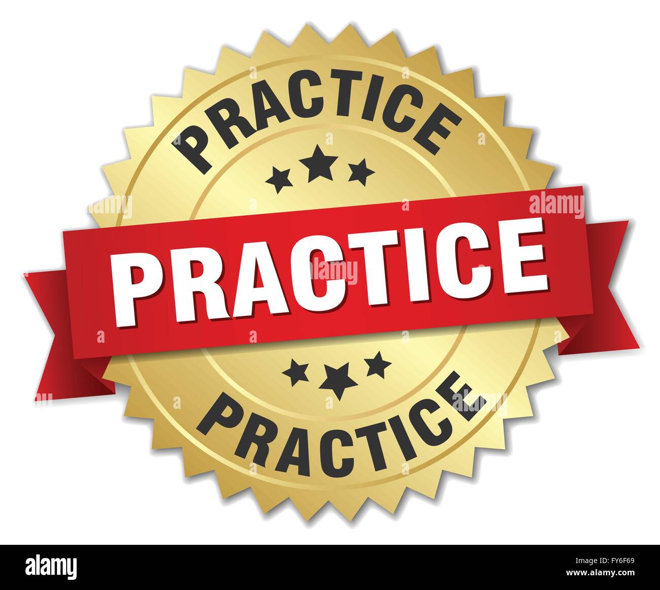 practice 3d gold badge with red ribbon Stock Vector Image & Art - Alamy