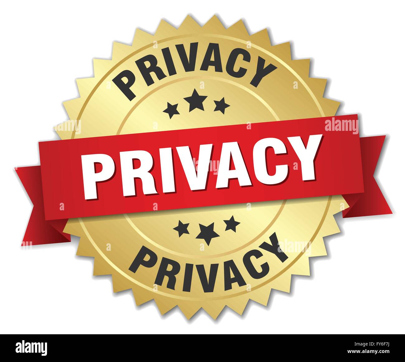 privacy 3d gold badge with red ribbon Stock Vector Image & Art - Alamy