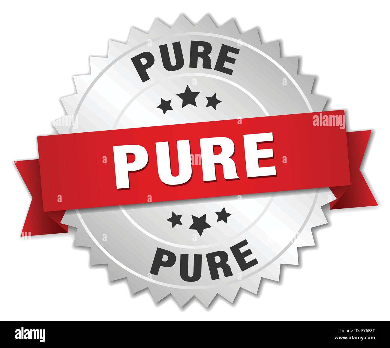 pure 3d silver badge with red ribbon Stock Vector Image & Art - Alamy