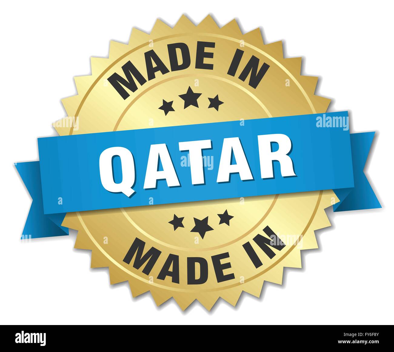 made in Qatar gold badge with blue ribbon Stock Vector Image & Art - Alamy