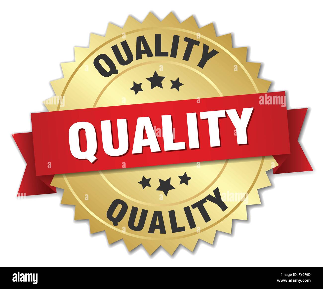 quality 3d gold badge with red ribbon Stock Vector Image & Art - Alamy