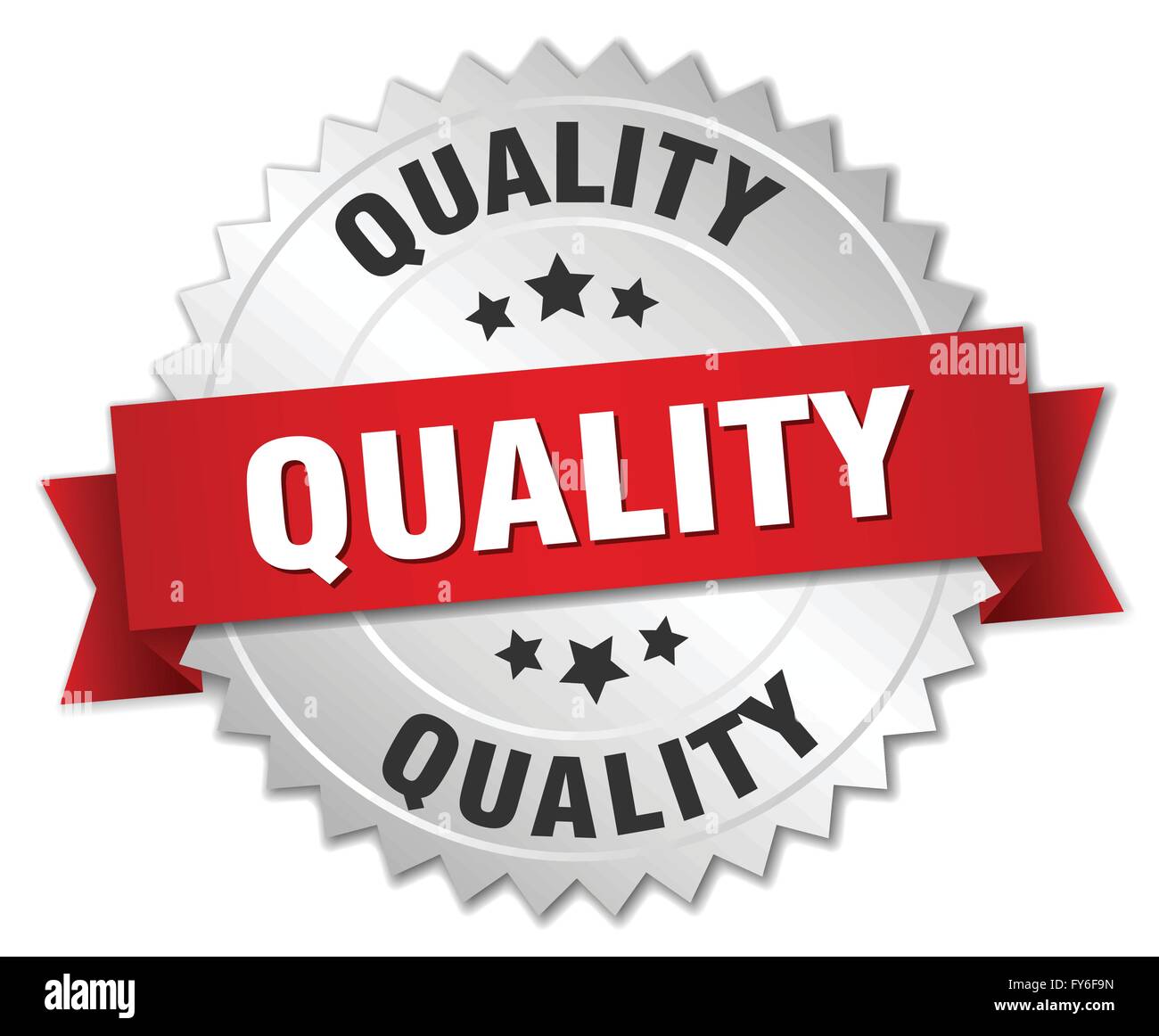 quality 3d silver badge with red ribbon Stock Vector Image & Art - Alamy