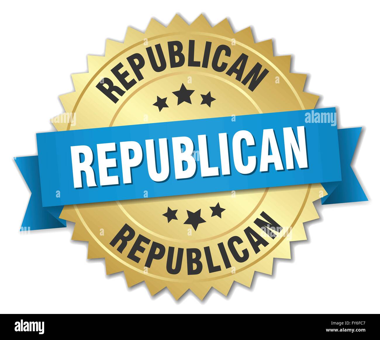 republican 3d gold badge with blue ribbon Stock Vector Image & Art - Alamy