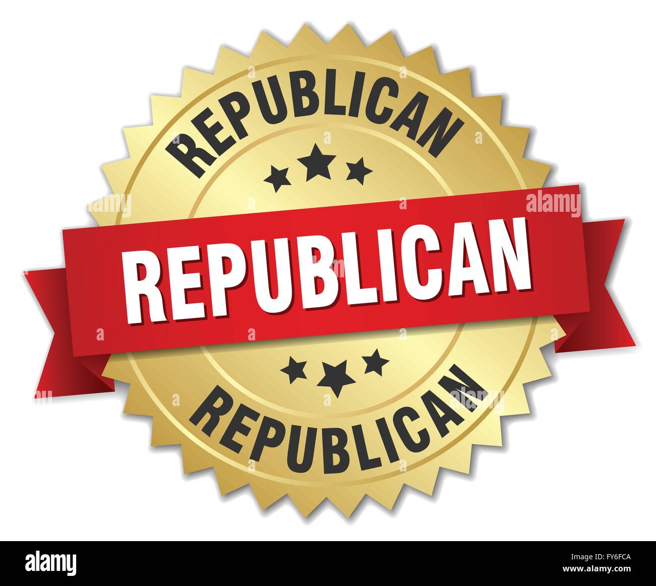 republican 3d gold badge with red ribbon Stock Vector Image & Art - Alamy