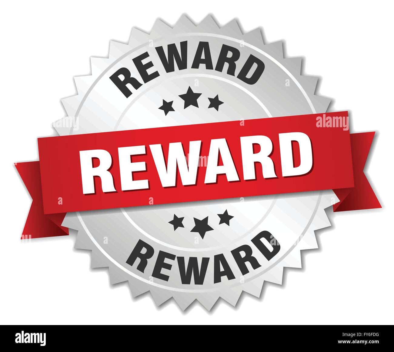reward 3d silver badge with red ribbon Stock Vector Image & Art - Alamy