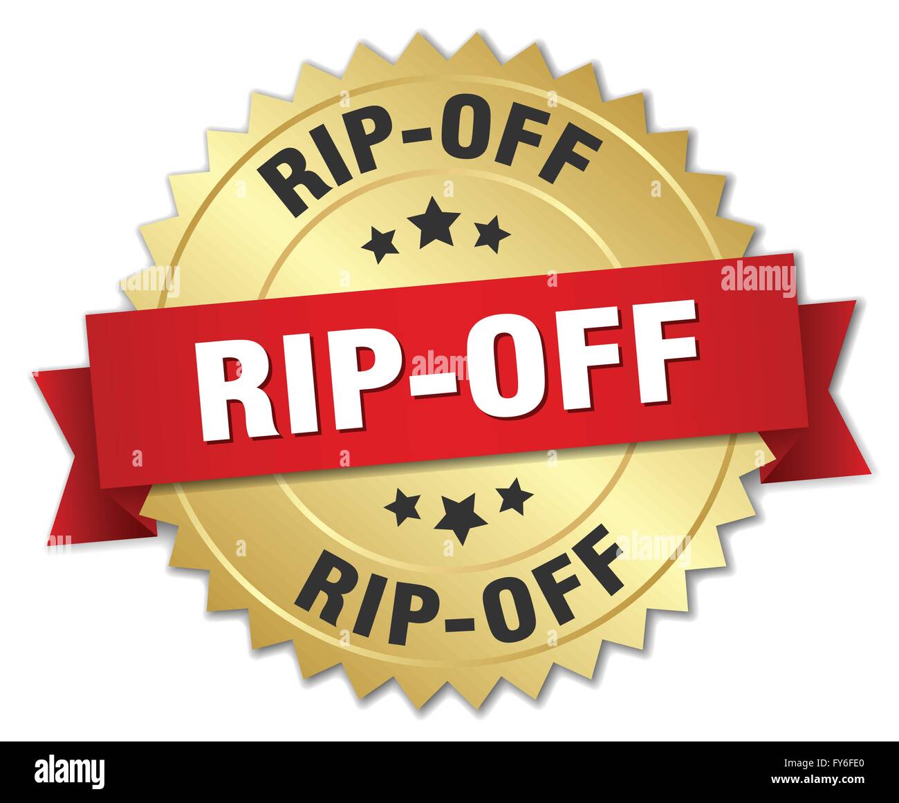 rip-off 3d gold badge with red ribbon Stock Vector Image & Art - Alamy