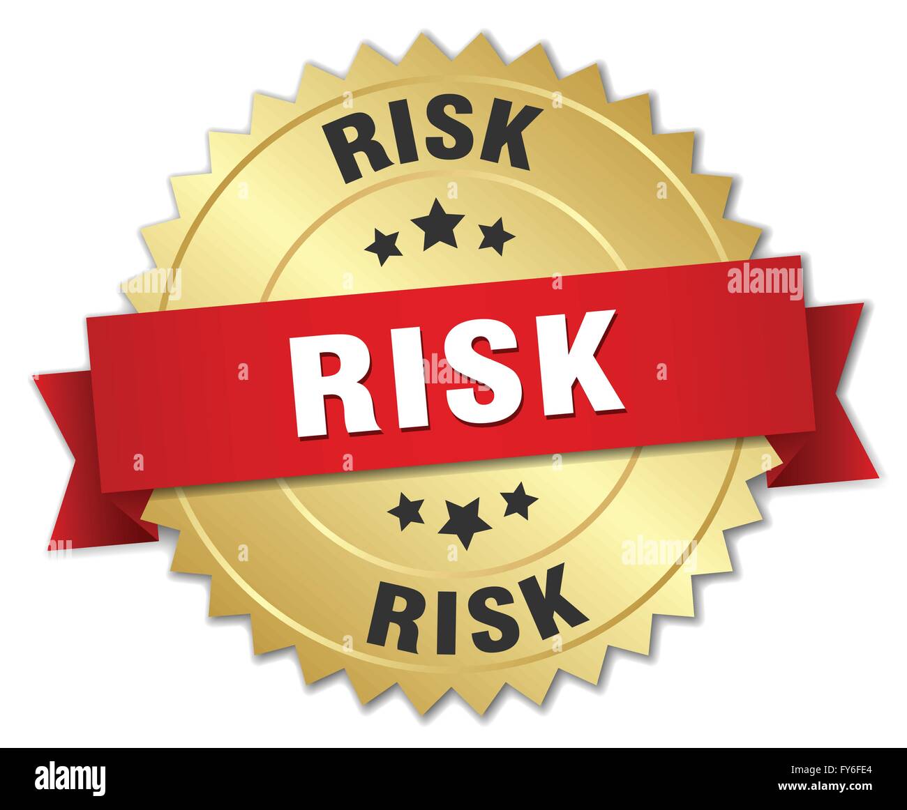 risk 3d gold badge with red ribbon Stock Vector Image & Art - Alamy