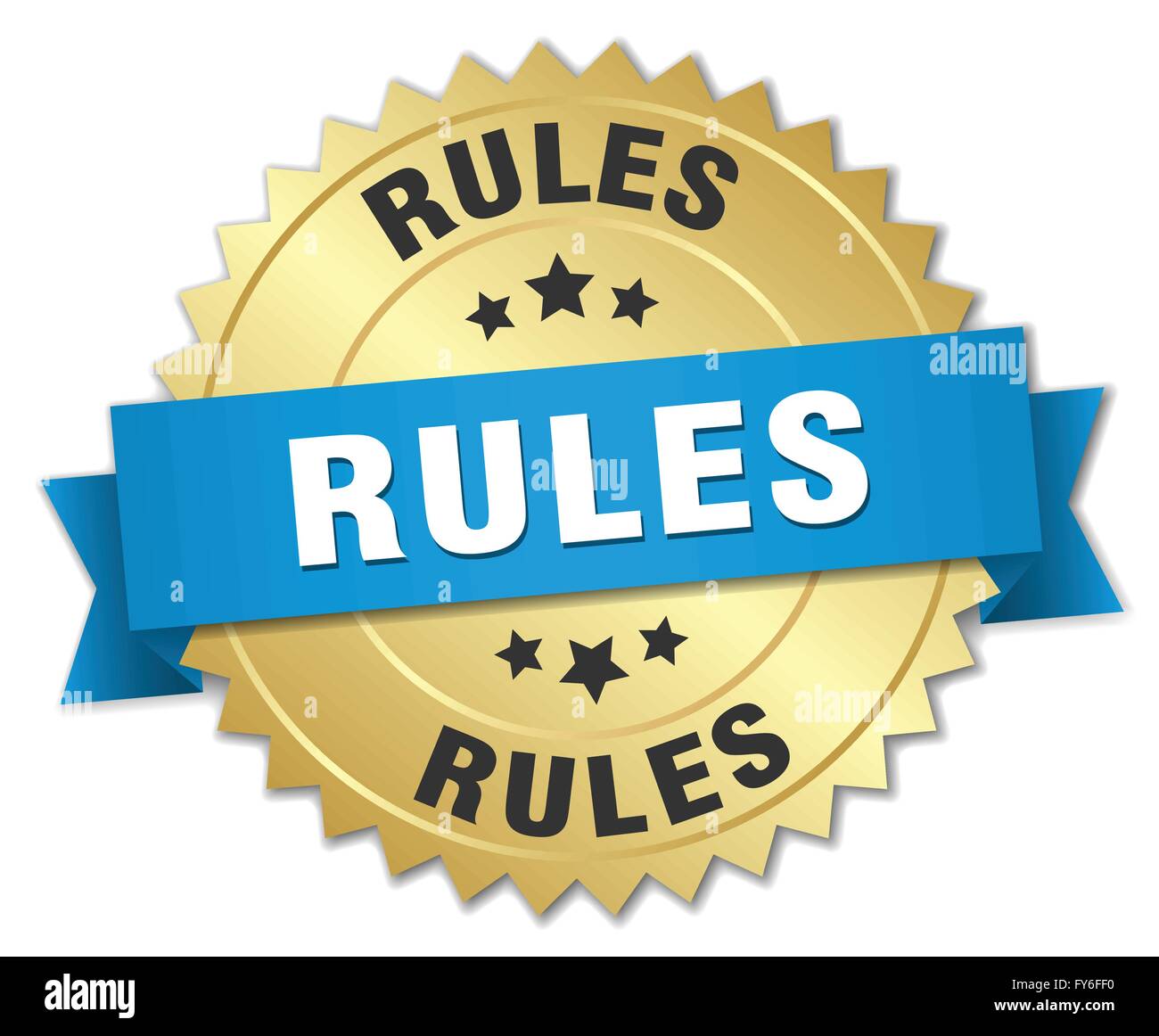 rules 3d gold badge with blue ribbon Stock Vector Image & Art - Alamy