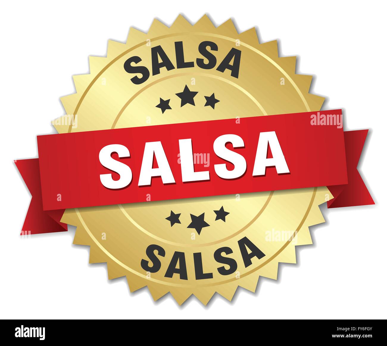 salsa 3d gold badge with red ribbon Stock Vector Image & Art - Alamy