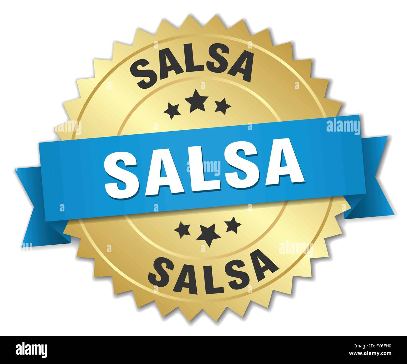 salsa 3d gold badge with blue ribbon Stock Vector Image & Art - Alamy